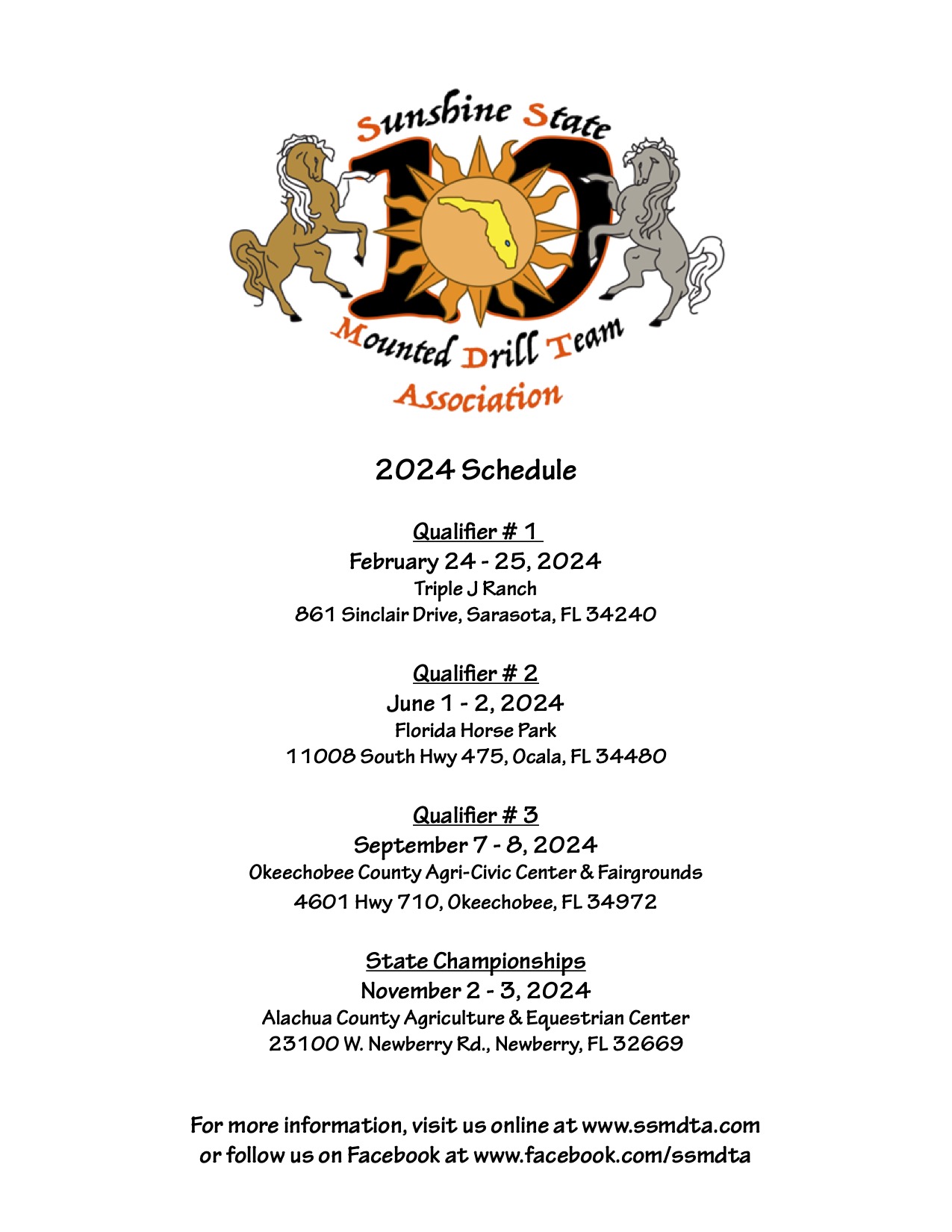 2024 Show Schedule – Sunshine State Mounted Drill Team Assoc.